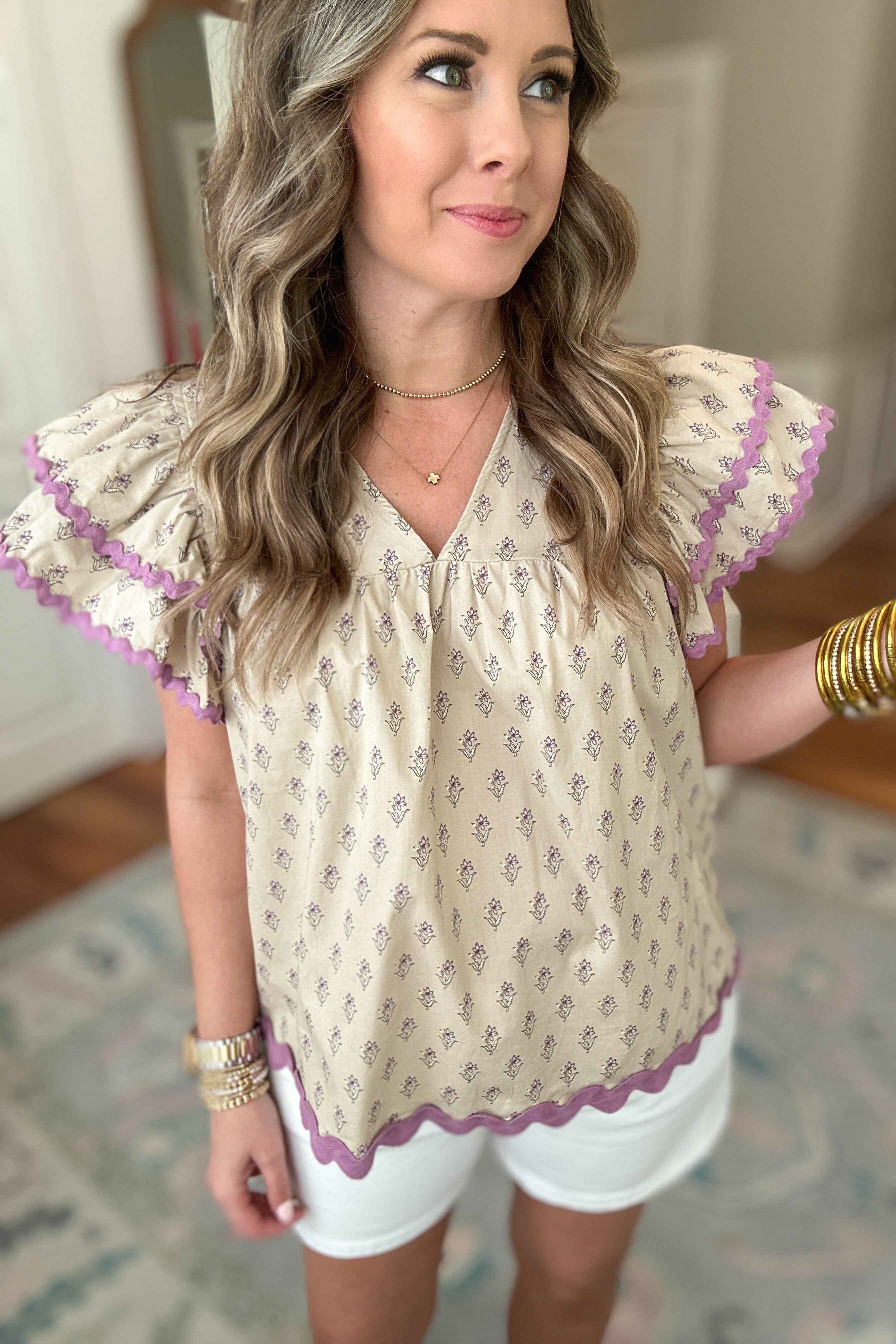 The One I Want Ric Rac Blouse - Lavender – B Social Boutique